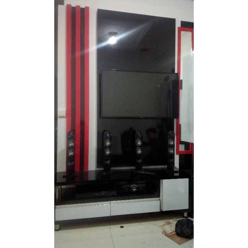 Jual Backdrop panel + lemari TV minimalis modern ukuran 150x240x40 ...