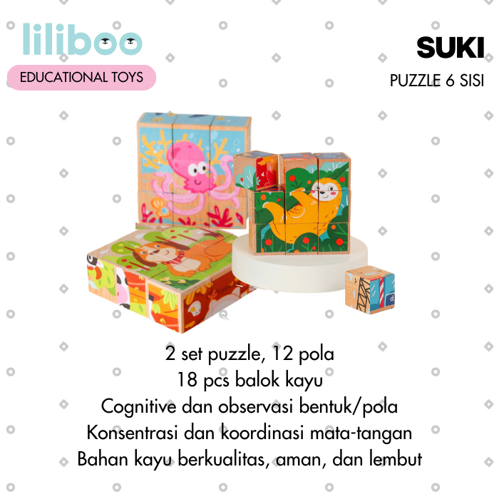 Jual LILIBOO SUKI Mainan Edukasi Anak Montessori Kayu Puzzle Gambar 6 ...