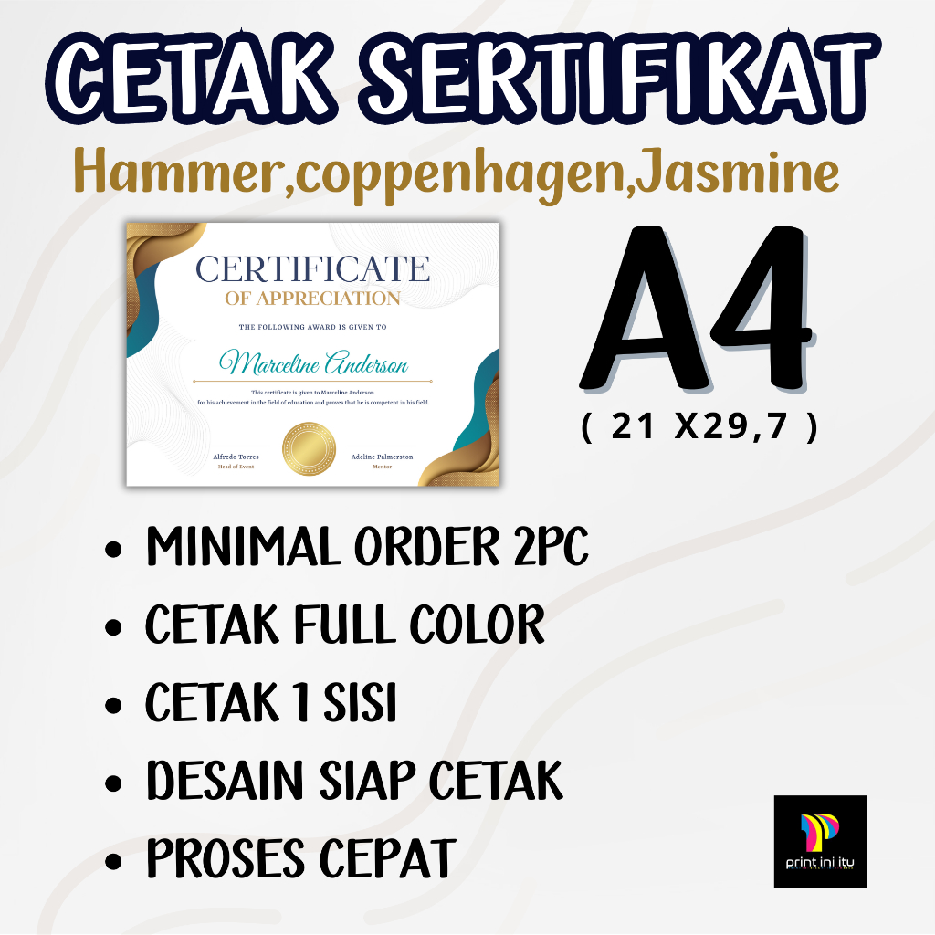 Jual Print Cetak Sertifikat Piagam Penghargaan / Piagam Lomba Ukuran A4 ...