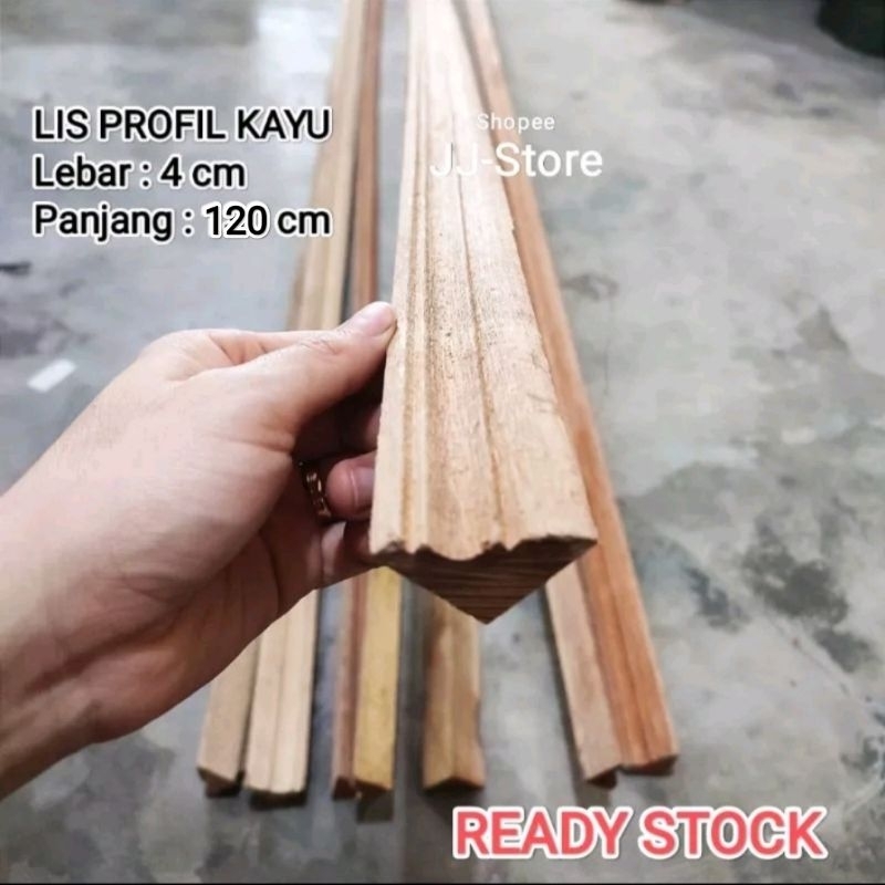 Jual LIS PROFIL SUDUT PLOFIL KAYU LEBAR 4CM PANJANG 60CM, 120CM TANPA ...