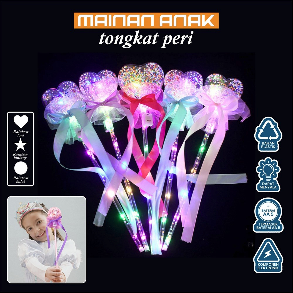 Jual Mainan Anak Tongkat Peri Bintang Stik Lampu LED Warna Warni ...