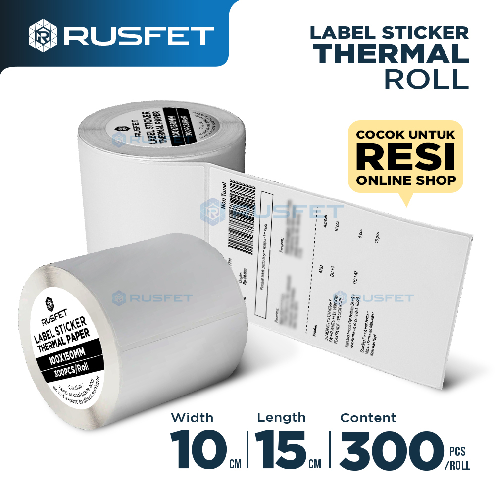 Jual KERTAS THERMAL ROLL STICKER LABEL PRINT RESI 10 X 15 CM isi 300 pcs | Shopee Indonesia