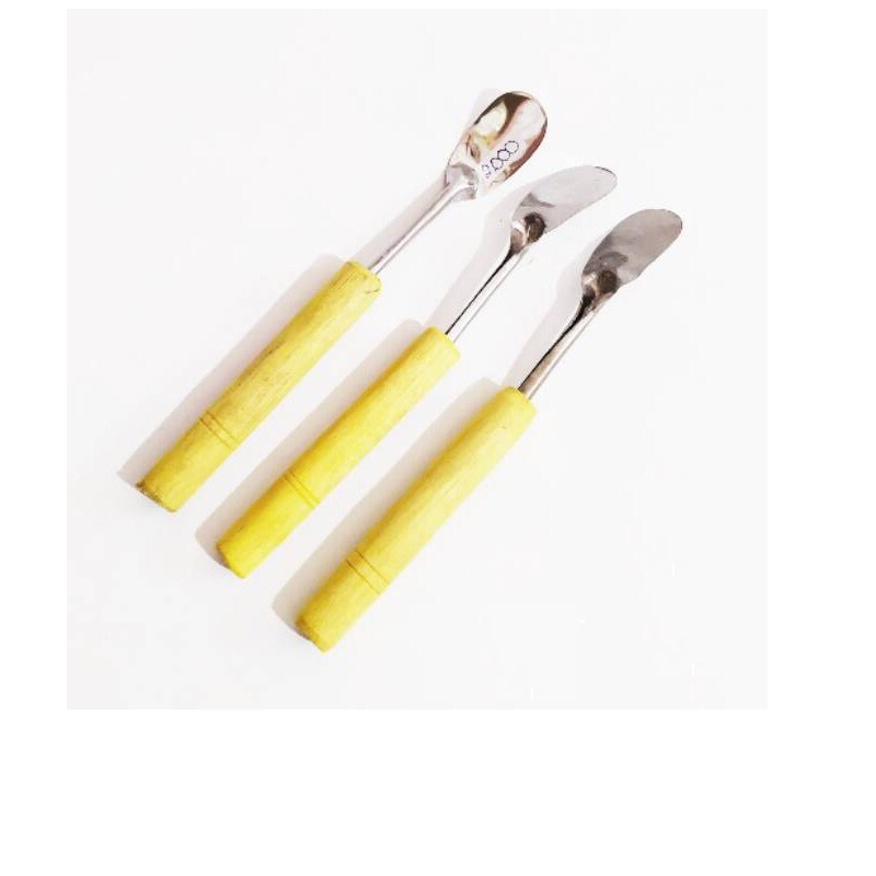 Jual SUTIL KUE SODET MINI KAYU STAINLES SPATULA KAYU MINI LEMET MINI ...