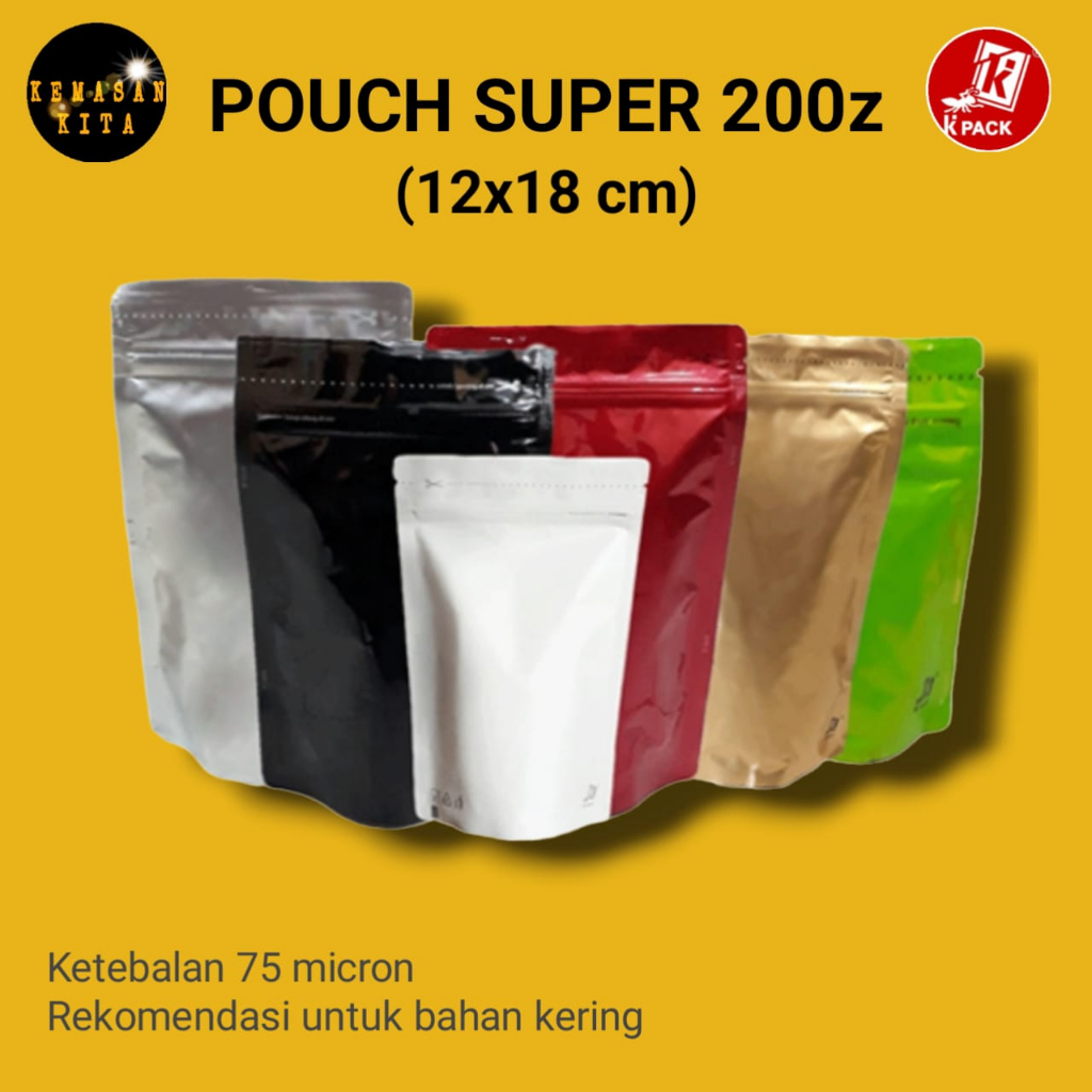 Jual STANDING POUCH 200 GR FULL ALUMUNIUM PLASTIK KLIP KEMASAN | Shopee ...