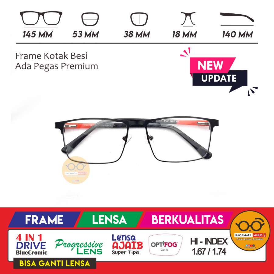 Jual Kacamata Minus KM131 Frame Kotak - Kacamata Premium Sporty Kotak ...