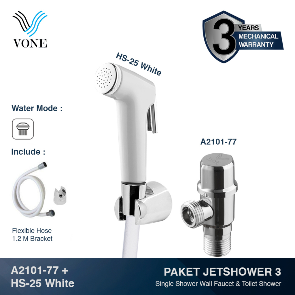 Jual VONE Jet Shower Bidet Toilet Stop Kran Air ABS Set HS-25 + A1011 ...