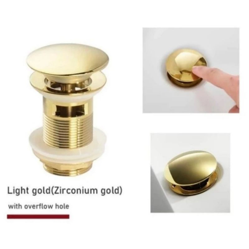 Jual Afur Wastafel Gold Kepala Pembuangan Wastafel Emas Bahan Kuningan | Shopee Indonesia