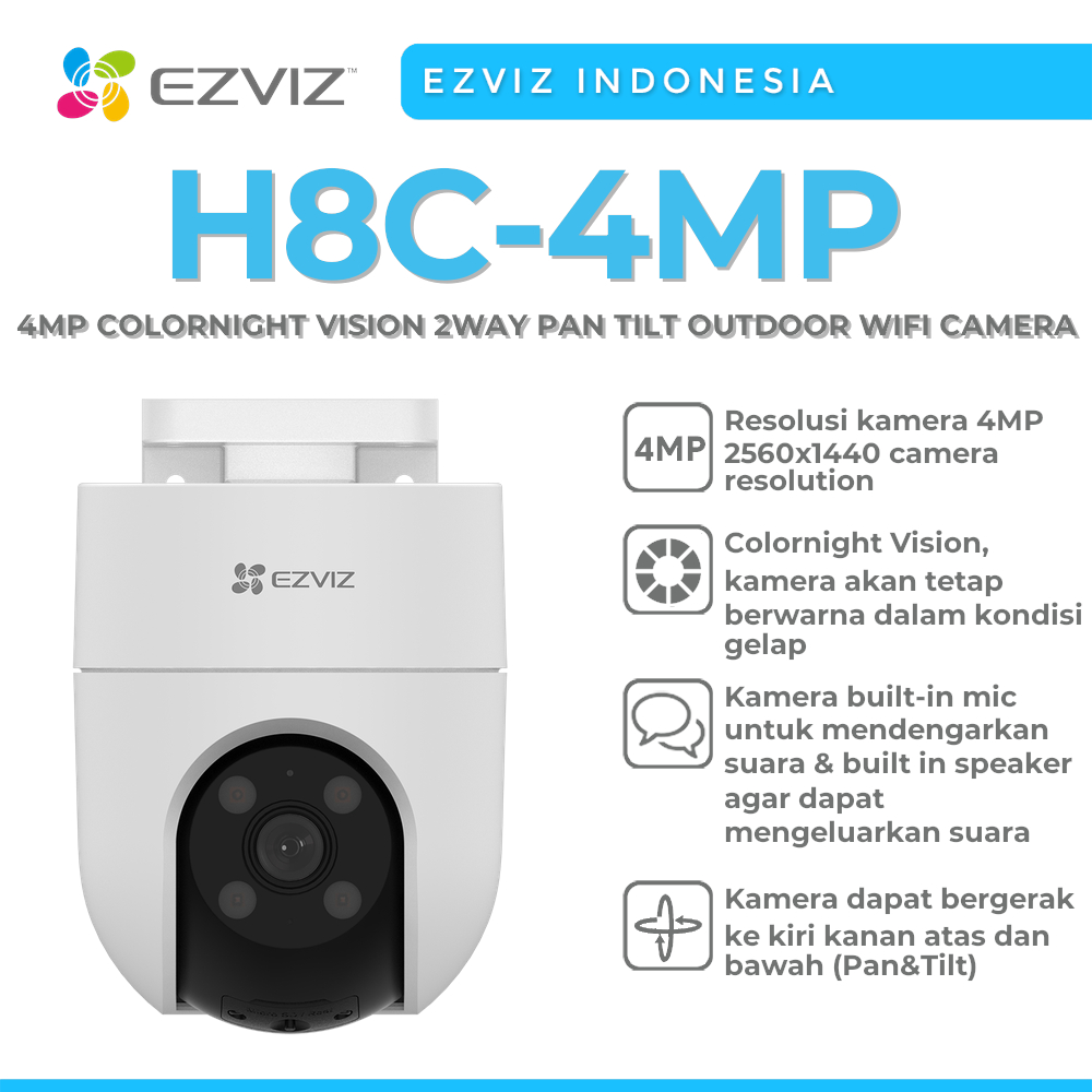 Jual EZVIZ H8C 4MP WIFI PAN TILT COLOR NIGHT VISION OUTDOOR IP CAMERA | Shopee Indonesia