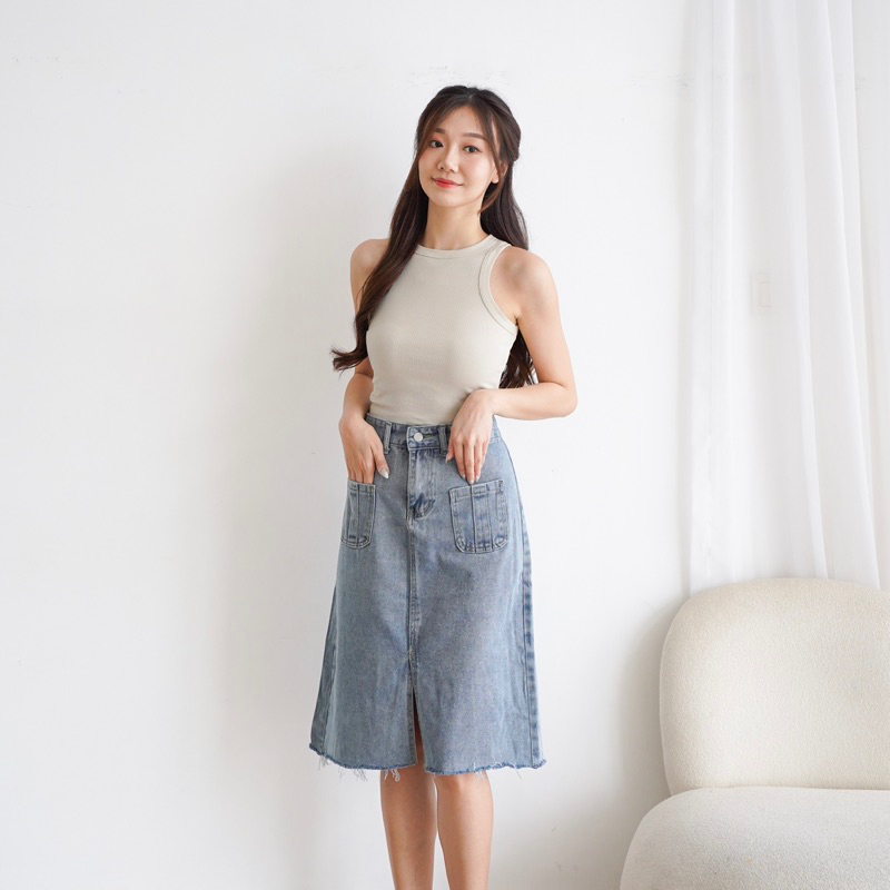 Jual mon chéri - Cha Denim Skirt (Rok Jeans / Rok Denim / Korean Skirt ...