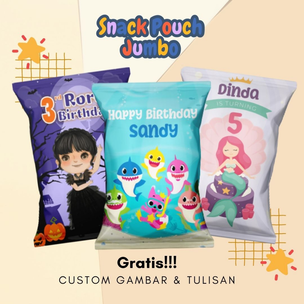 Jual Pouch Snack Jumbo Custom | Pouch Only Tanpa Snack | Souvenir ...