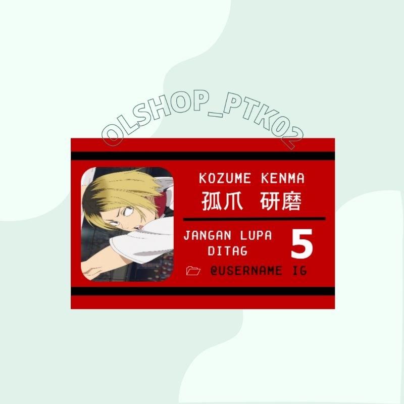 Jual kartu nama/ Cosplay card/ Card Haikyuu "Jangan Lupa Di-tag" ISI 10 ...