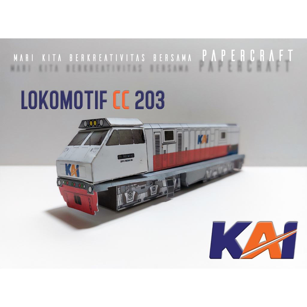 Jual 3D Papercraft Kereta Api Indonesia Lokomotif CC 203 Pola Kertas ...