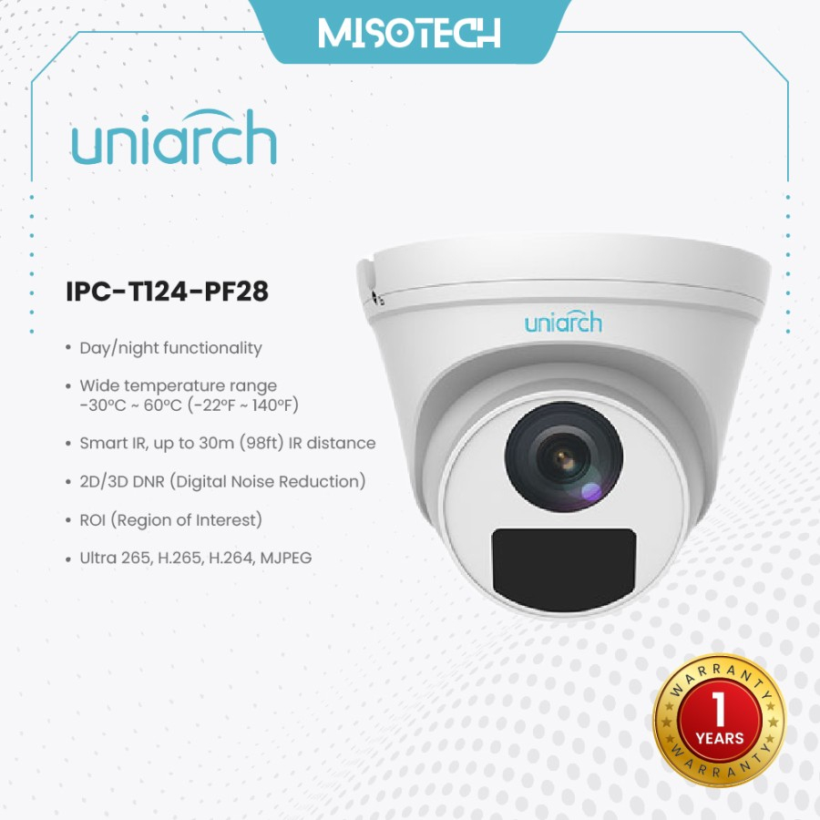 Jual KAMERA CCTV IP INDOOR 4MP UNIARCH UNV IPC-T124-PF28 ULTRA H.265 ...