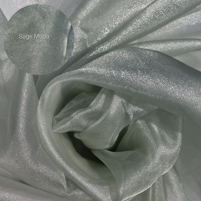 Jual kain organza pasir/crinkle metalik/sparle gliter/organza crystal ...