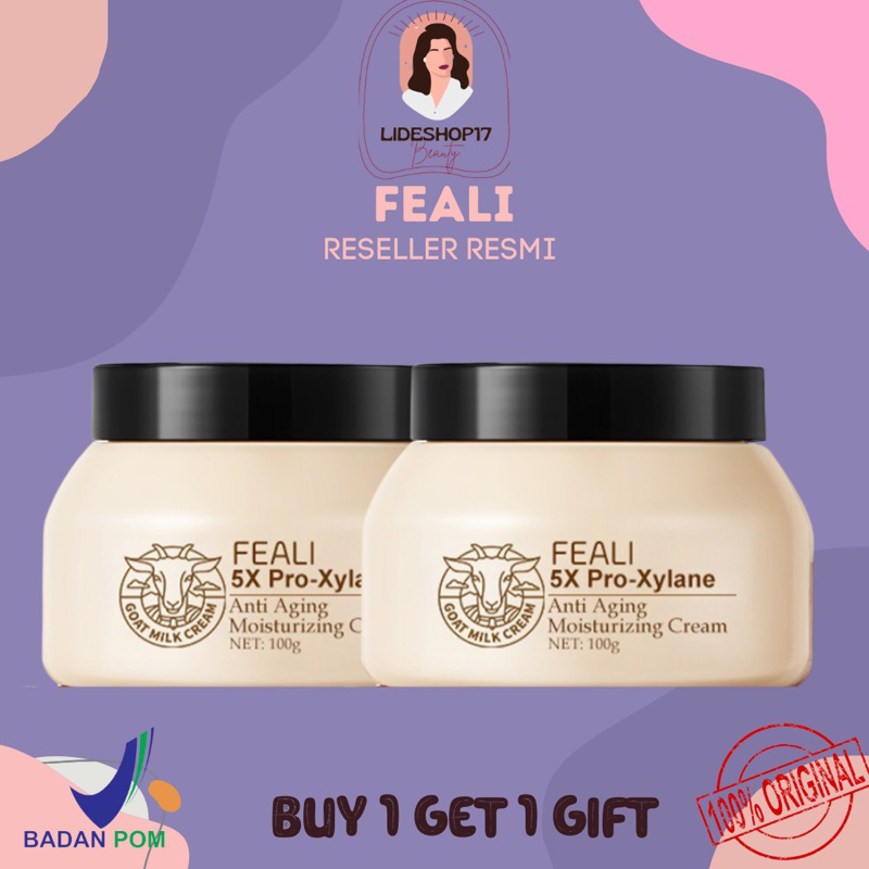 Jual (BPOM) FEALI MOISTURIZER CREAM AND GOAT MILK ANTI AGING PELEMBAB ...