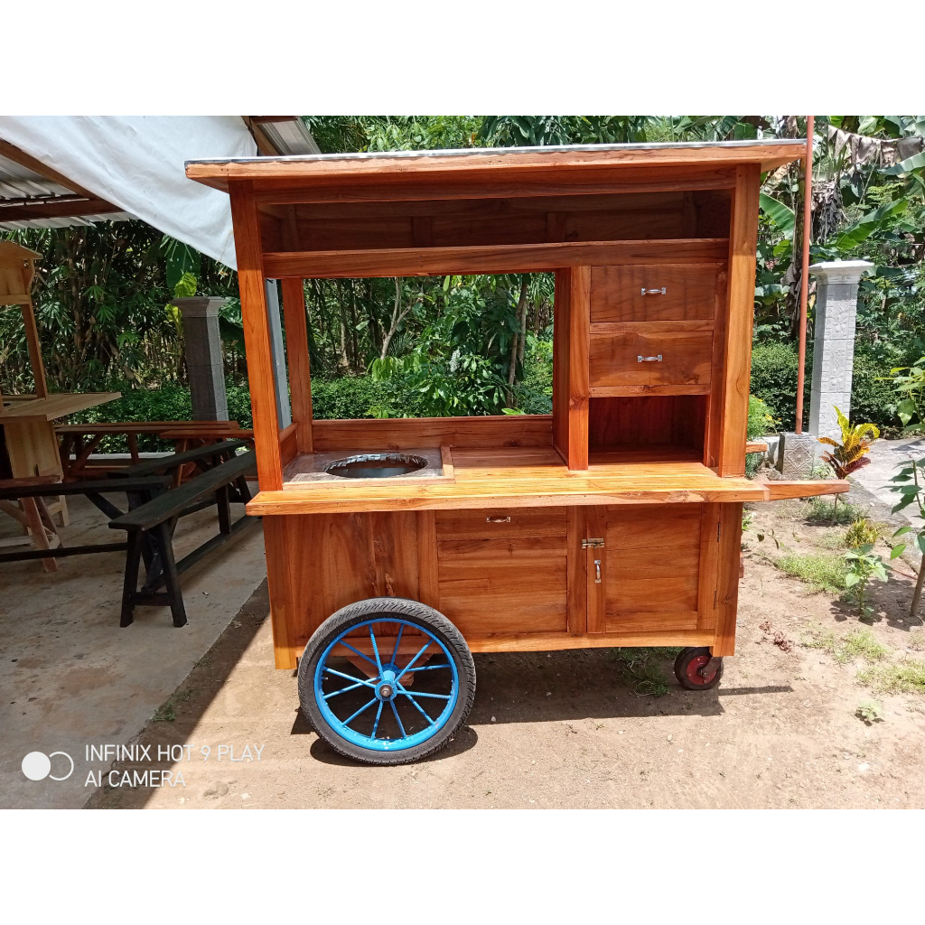 Jual GEROBAK MIE AYAM RODA TIGA KAYU JATI FREE ONGKIR | Shopee Indonesia