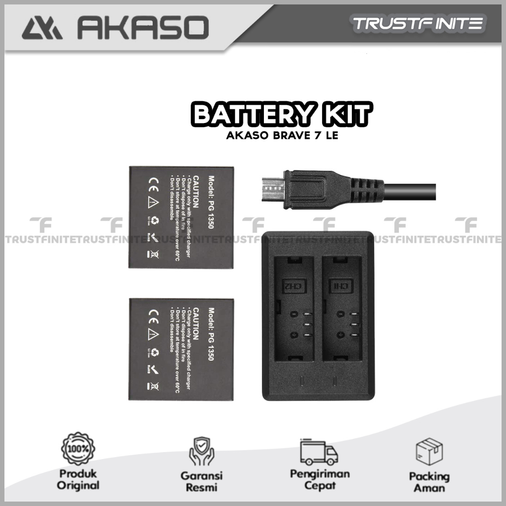 Jual Akaso Battery Kit Brave 7 LE / Baterai Docking Brave 7 LE Resmi ...