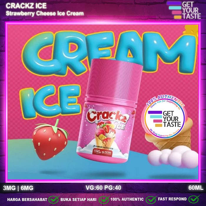 Jual Liquid Crackz Ice Strawberry Cheese Ice Cream 60ML by Tetra x VON ...
