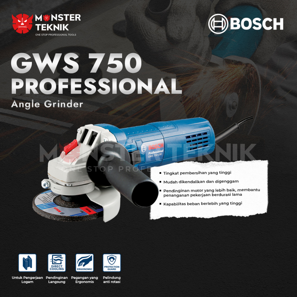 Jual Mesin Gerinda Bosch 4in GWS 750 100 mm Small Angle Grinder GWS750 ...