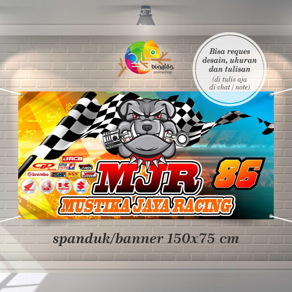 Jual Size 150x75 Spanduk Banner Bengkel Motor Racing Bisa Custom Desain ...
