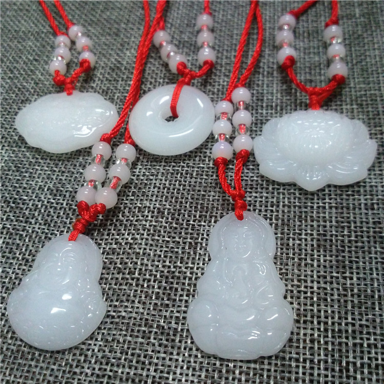 Jual Kalung Tali Merah Giok Putih China Asli White Jade Buddha Dewa Ori ...
