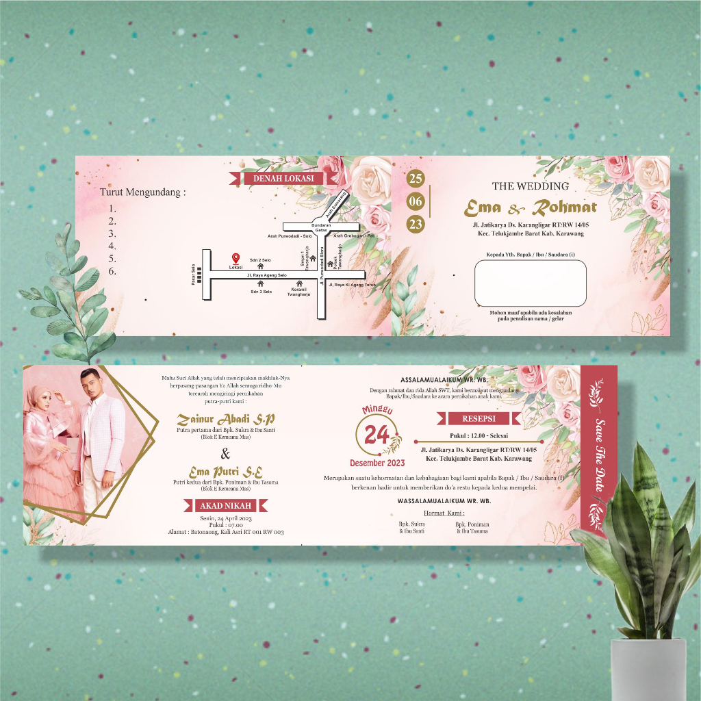 Jual UNDANGAN PERNIKAHAN LIPAT B FREE (BARCODE + DENAH + FOTO + PLASTIK ...