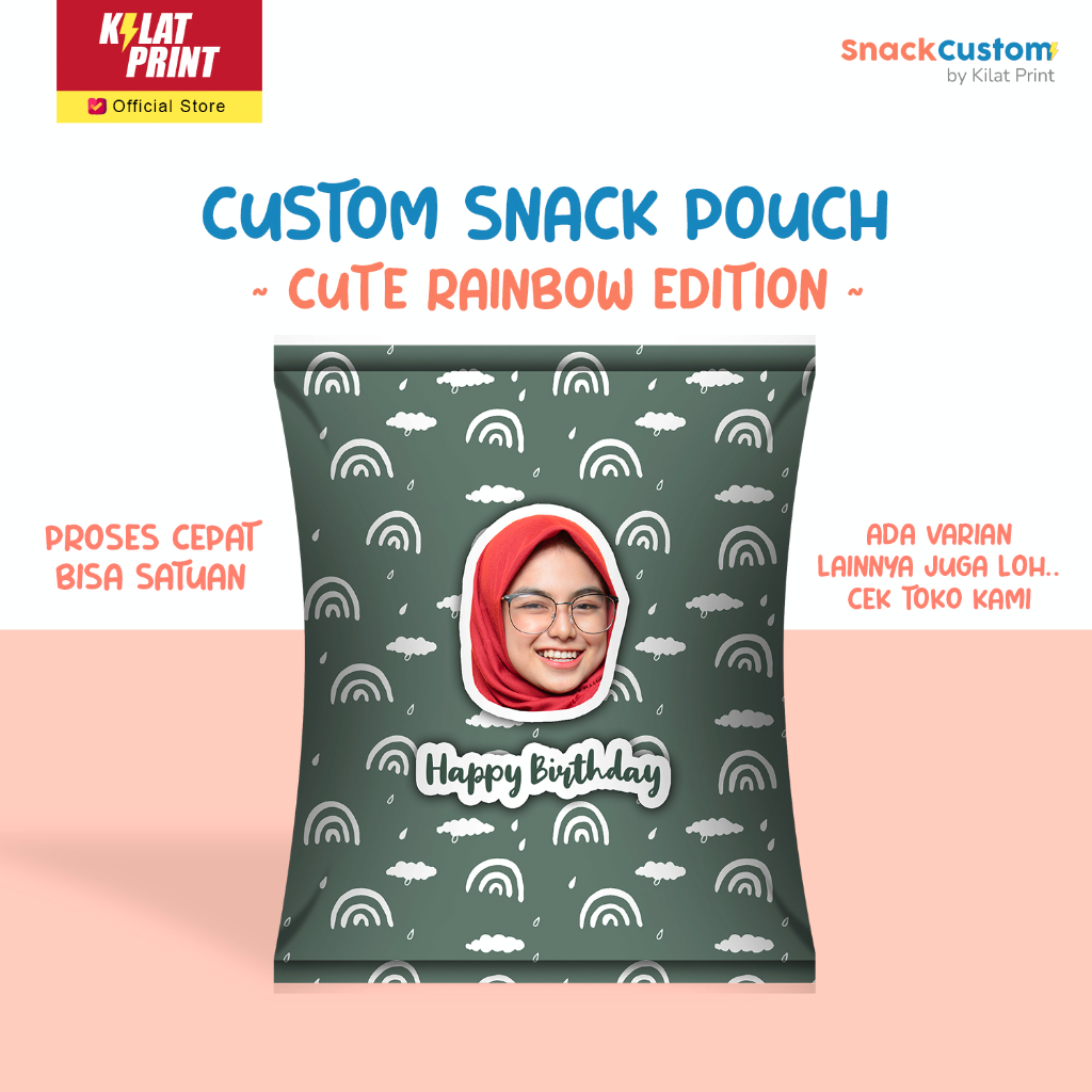 Jual Snack Custom Foto Teks Bungkus Pouch Jumbo Special Rainbow Edition ...
