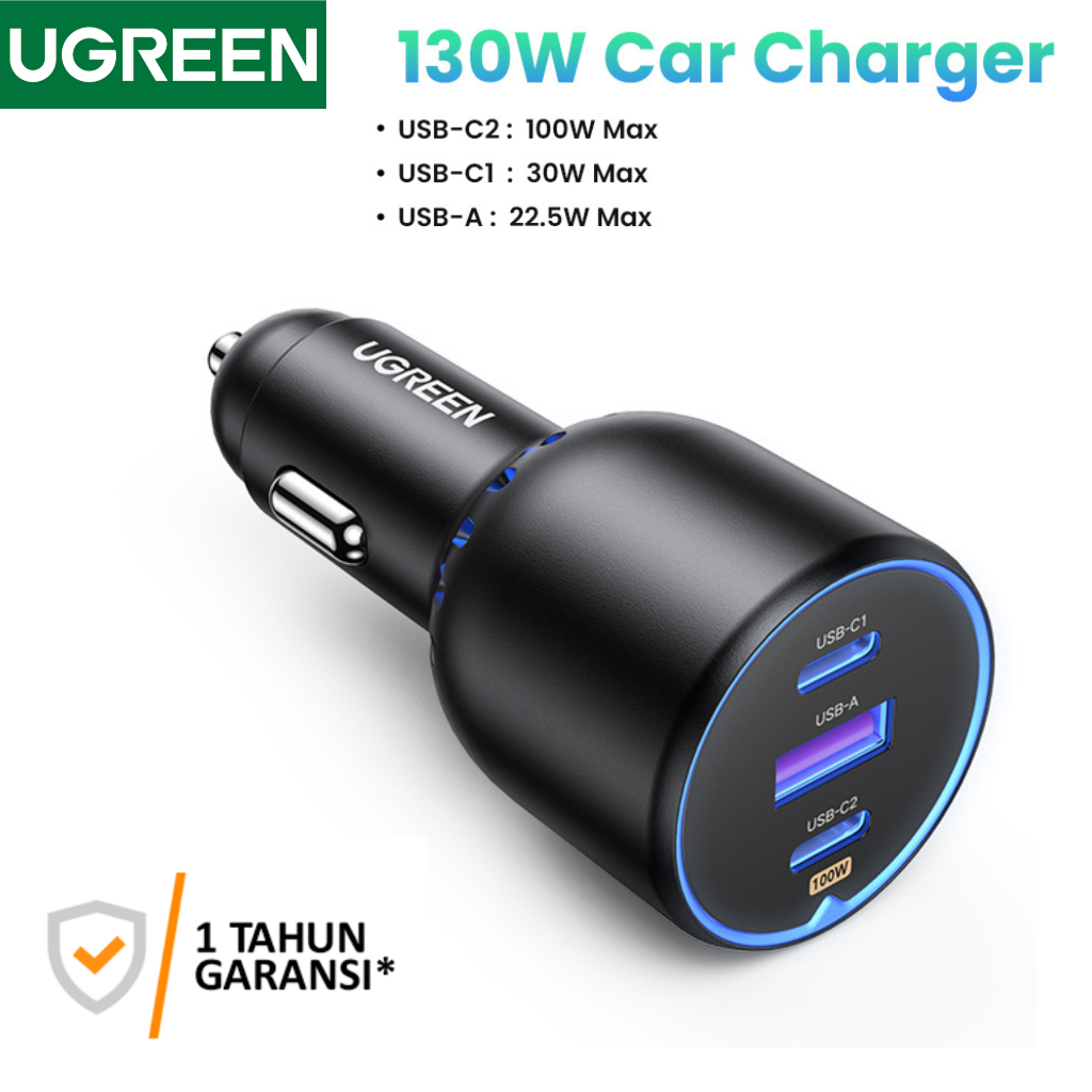 Jual Ugreen Car Charger Mobil 130W USB Type C Fast Charge PD Q.C 4.0 ...