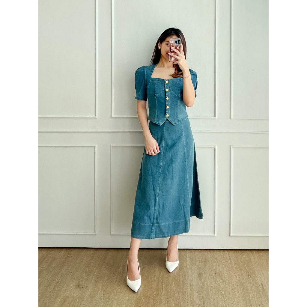 Jual DOLLA - Carlyn Set / Setelan Jeans Korea/ Jeans set | Shopee Indonesia