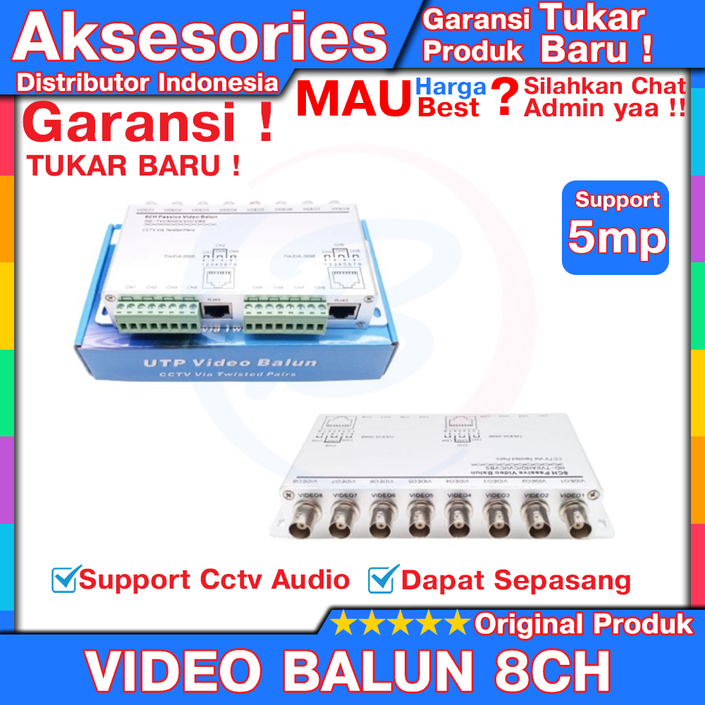 Jual Video Balun CCTV 8CH Up To 5mp Dapat 1 Set / 2 Unit | Shopee Indonesia