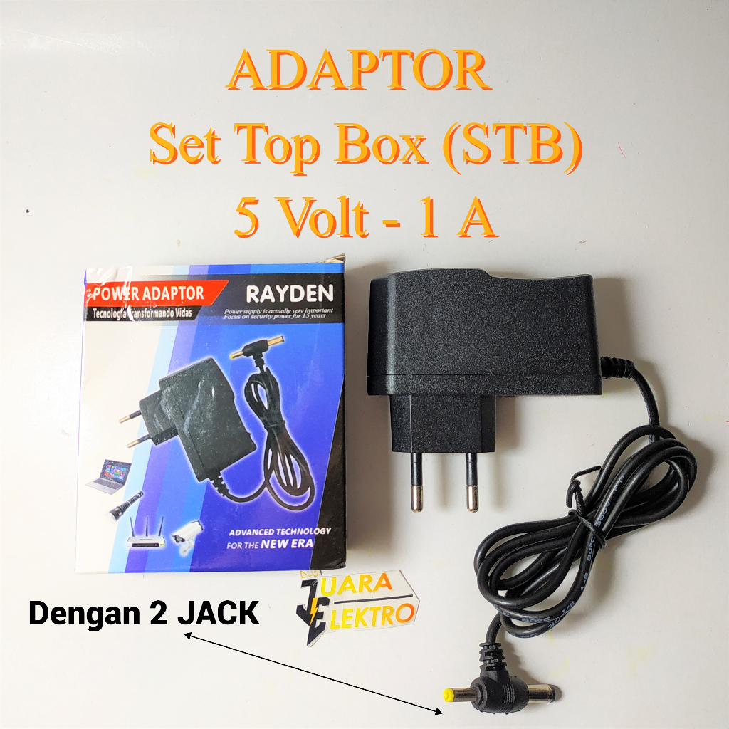 Jual RAYDEN Adaptor Set Top Box (STB) 5 Volt 1A Dengan 2 JACK | AC/DC ...