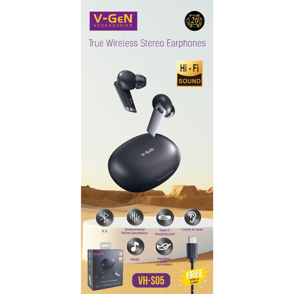 Jual Earphone V-GeN TWS VH-S05 Wireless ENC Type C Bluetooth 5.3 ...