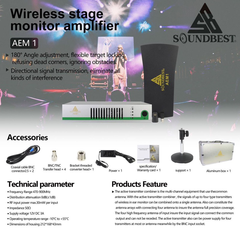 Jual Wireless Stage Monitor Amplifier Soundbest AEM 1 Original | Shopee ...