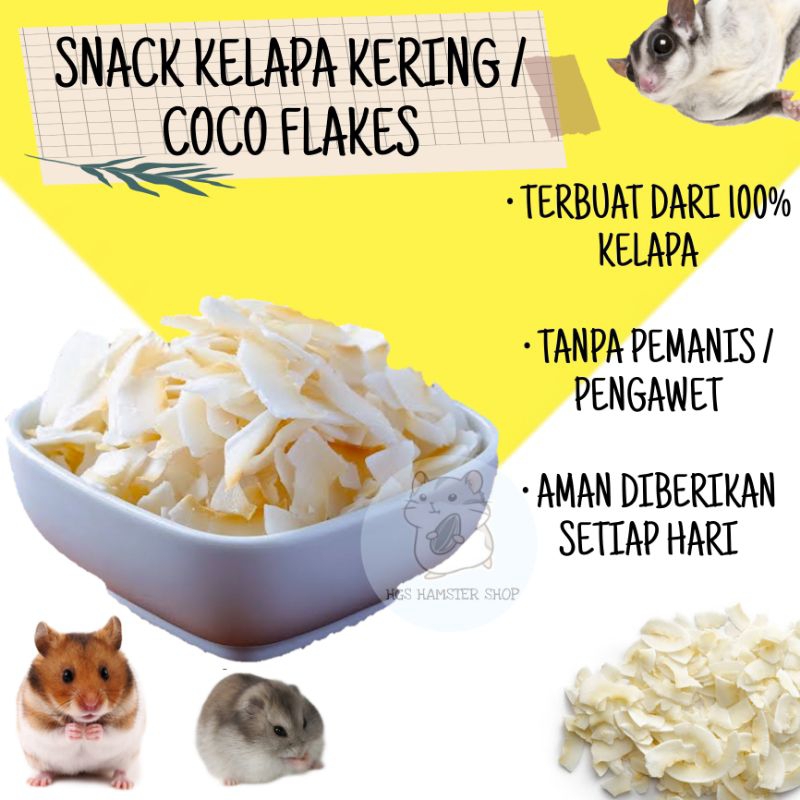 Jual Snack Kelapa Kering / Coco Flakes | Makanan Snack Hamster , Sugar ...