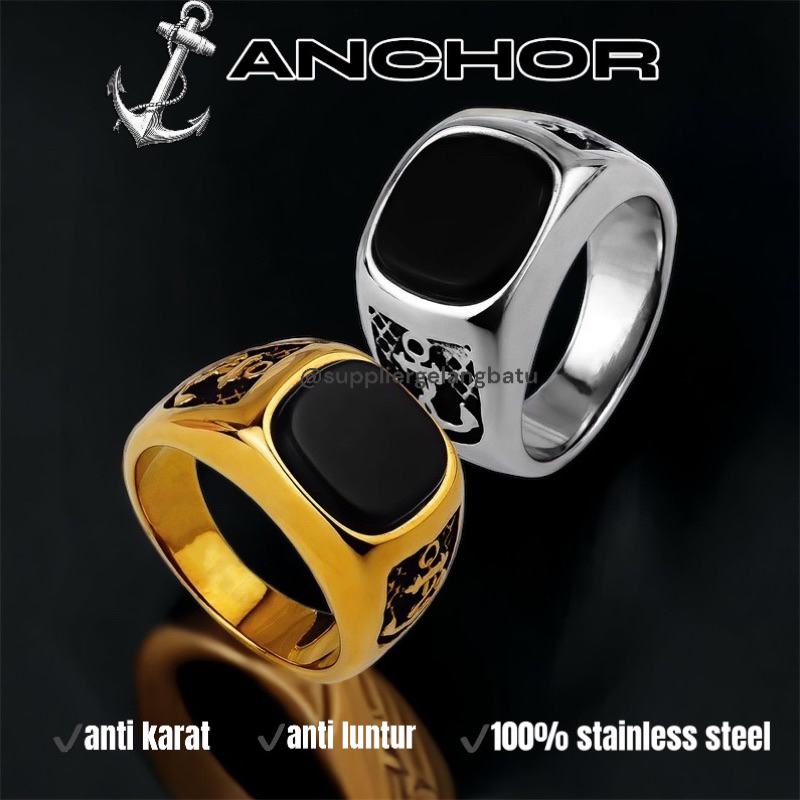 Jual [TERLARIS] Cincin Pria Anchor Square Black Carnelian Stone ...