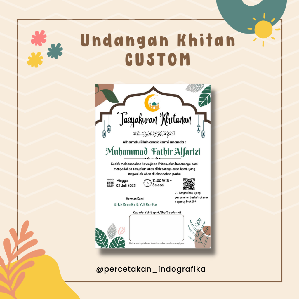 Jual Undangan Khitanan, Tasyakuran Khitan, Sunatan, walimatul khitan ...