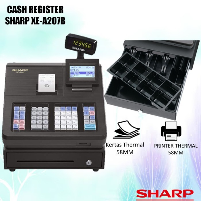 Jual Machine Cashier Mesin Cash Register Sharp XE A207B | Shopee Indonesia