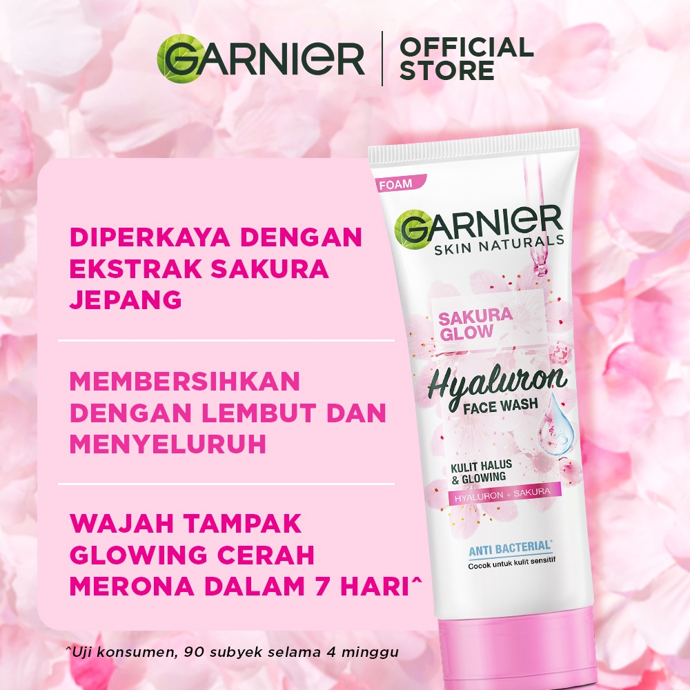 Jual Garnier Sakura Glow Hyaluron Face Wash 100 ml Sakura White ...