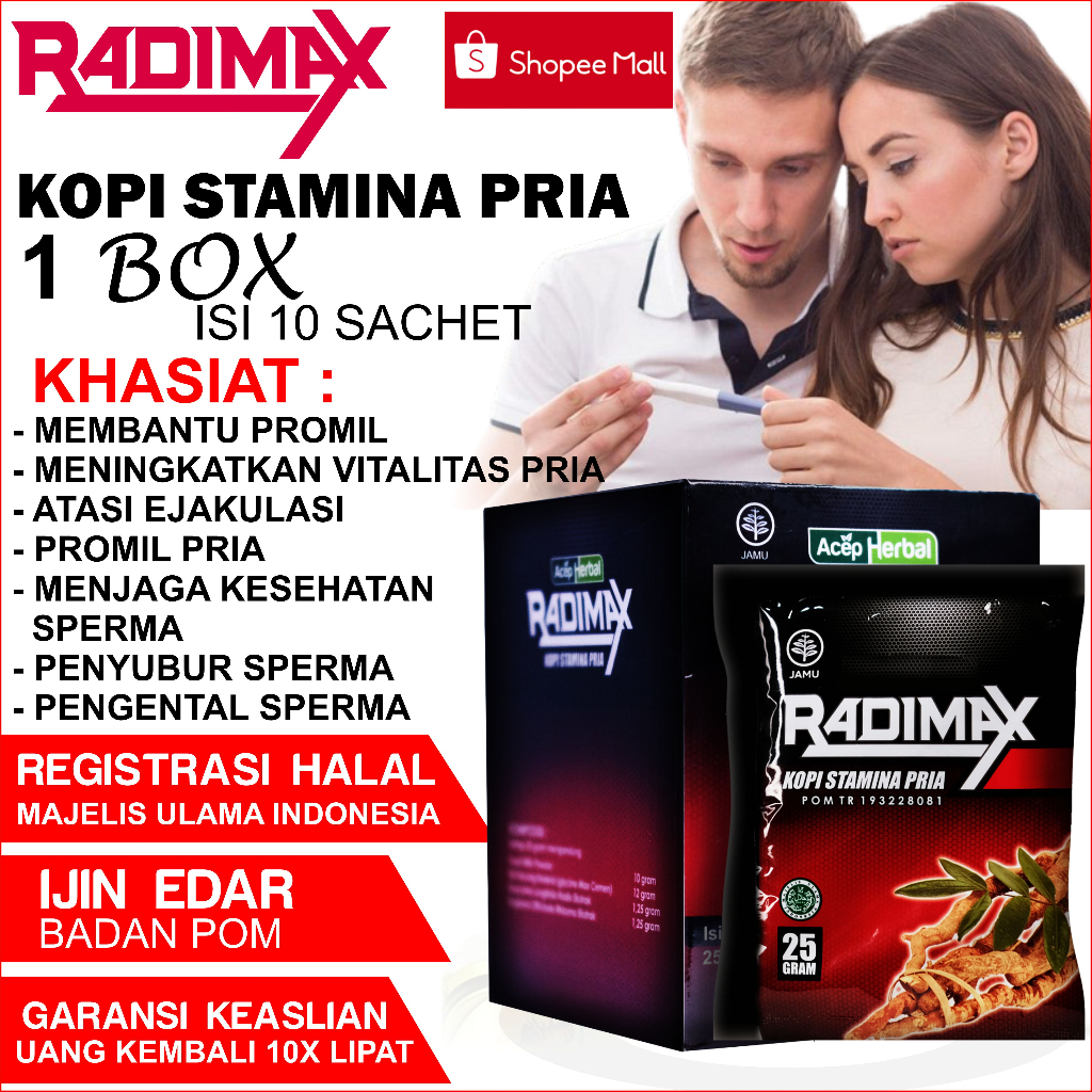 Jual Kopi Stamina Pria Kuat Tahan Lama - Radimax Isi 10 Sachet ( Tanpa ...