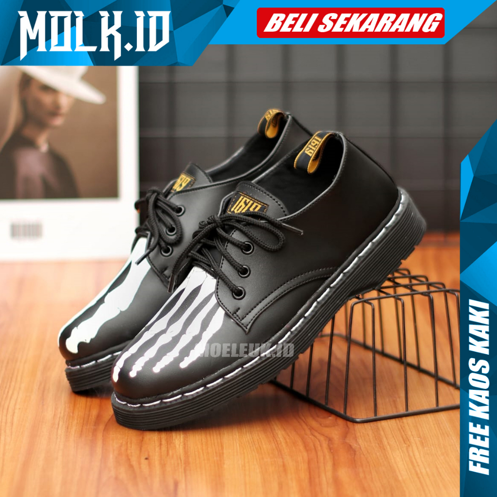 Jual MOLK Sepatu Docmart Low Boots Kulit Hitam Kerja Casual | Shopee ...