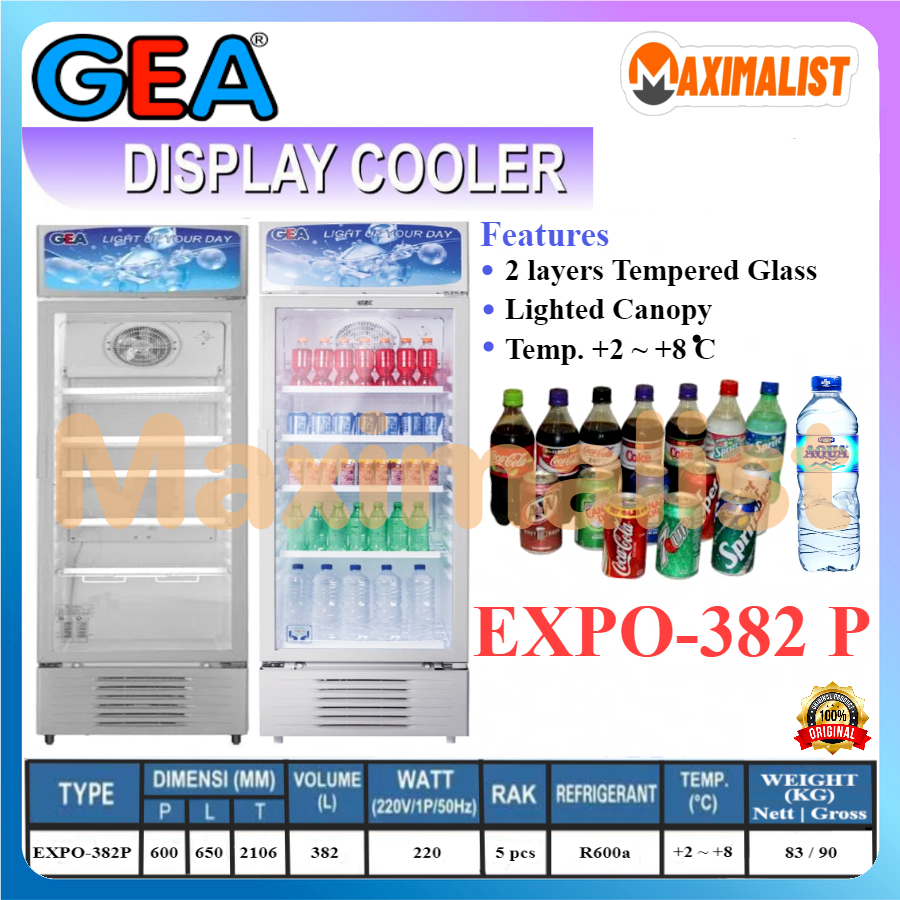 Jual GEA EXPO-382P Display Cooler Showcase 382L - Kulkas Kaca - Kabinet ...