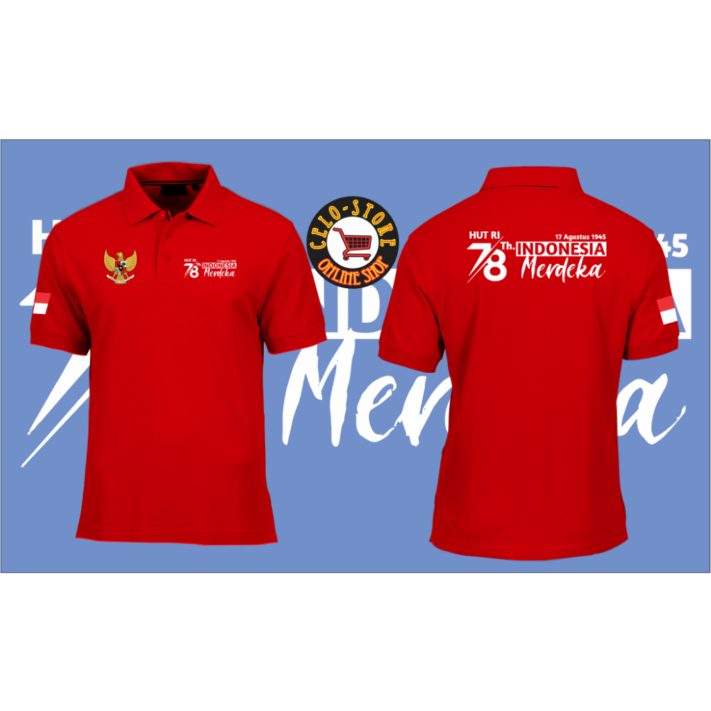 Jual Polo custom HUT RI 78th, bisa pilih warna baju | Shopee Indonesia