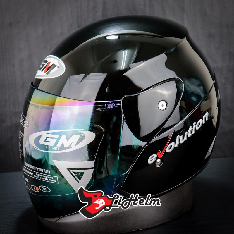 Jual HELM GM EVO BLACK METALIC | HALF FACE HELMET SNI - SINGLE VISOR ...