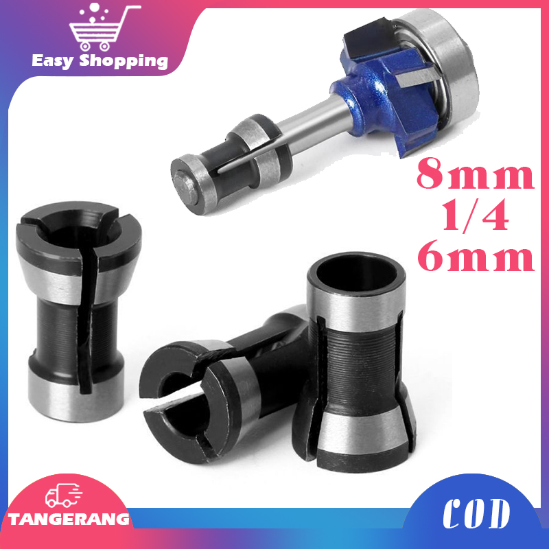 Jual 3pcs Adapter collet 6mm 6.35mm 8mm Collet Trimmer Adapter Chuck ...