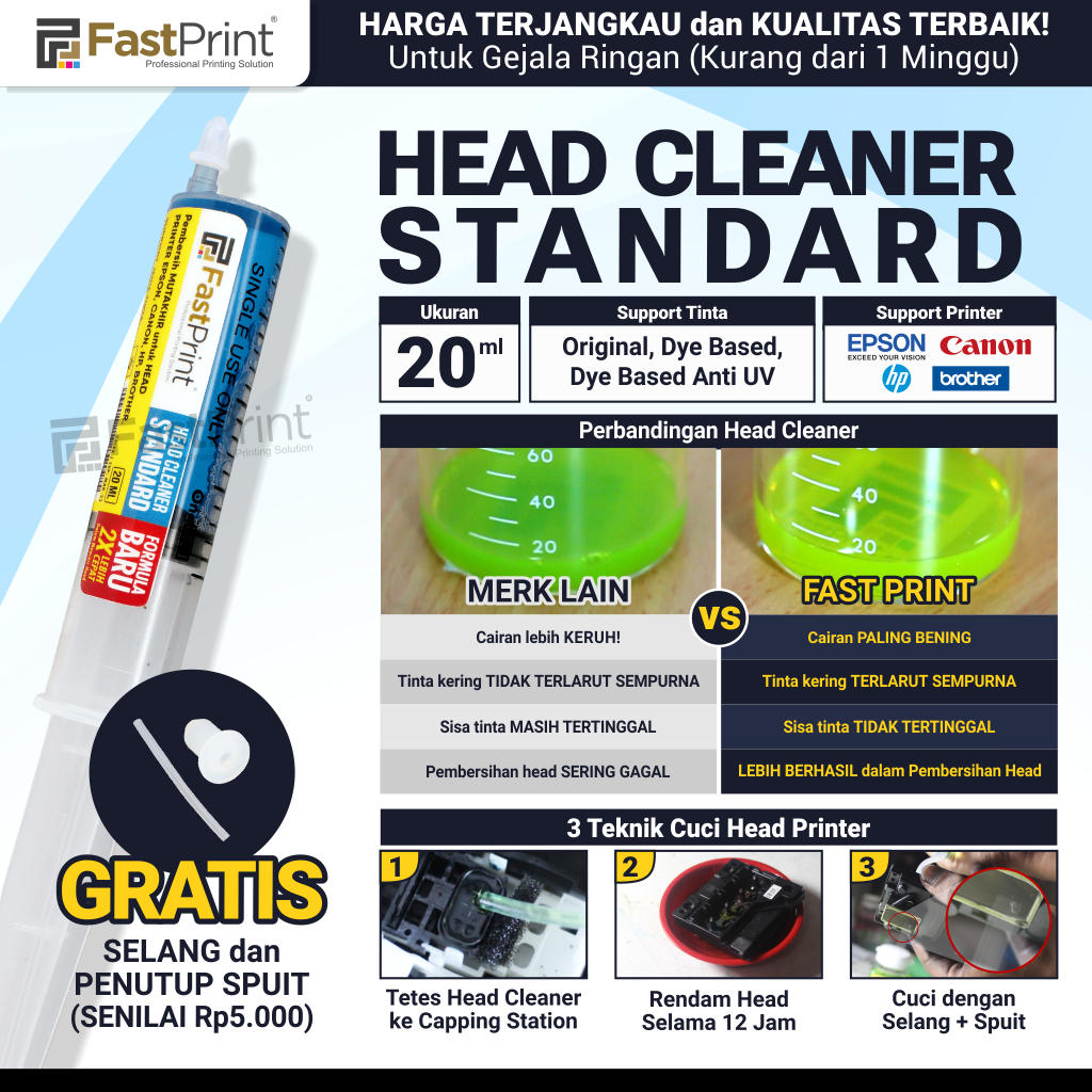 Jual Head Cleaner Standard 20 ML Cairan Pembersih Head Printer | Shopee ...