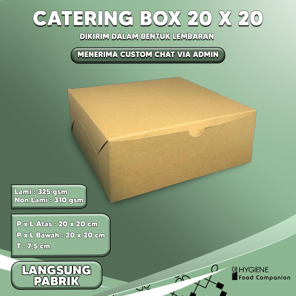 Jual dus kotak nasi 20x20 / kotak nasi kraft tebal 325 gsm / katering ...