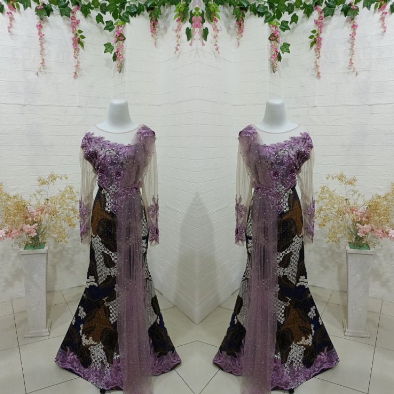 Jual Gaun duyung Batik Street Taro kombinasi tile swarosvki | Shopee ...