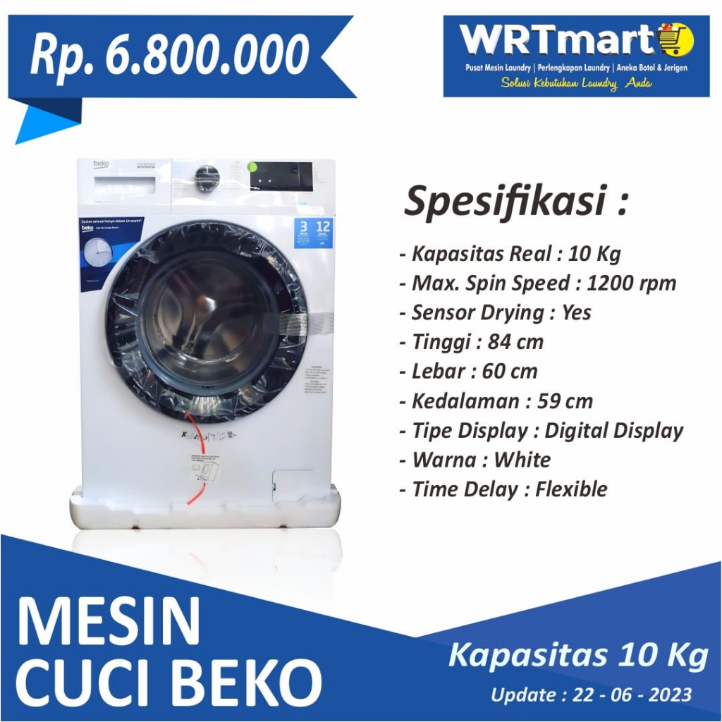 Jual Mesin Cuci Beko 10 KG / Washing Machine Front Loading 10 Kg ...