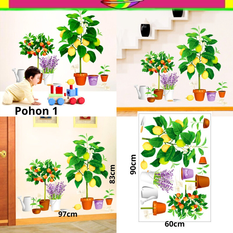 Jual WALLSTICKER WALL STICKER STIKER SETIKER HIASAN DINDING POT POHON 1 LIME LEMON JERUK ...