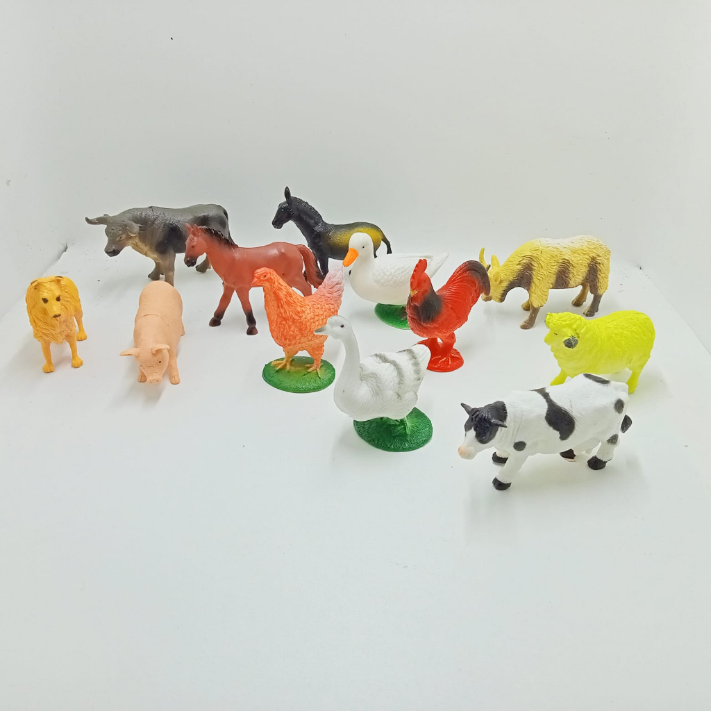 Jual Mainan Anak Farm Isi 12pcs Hewan Peliharaan Ternak Sapi Babi Ayam ...